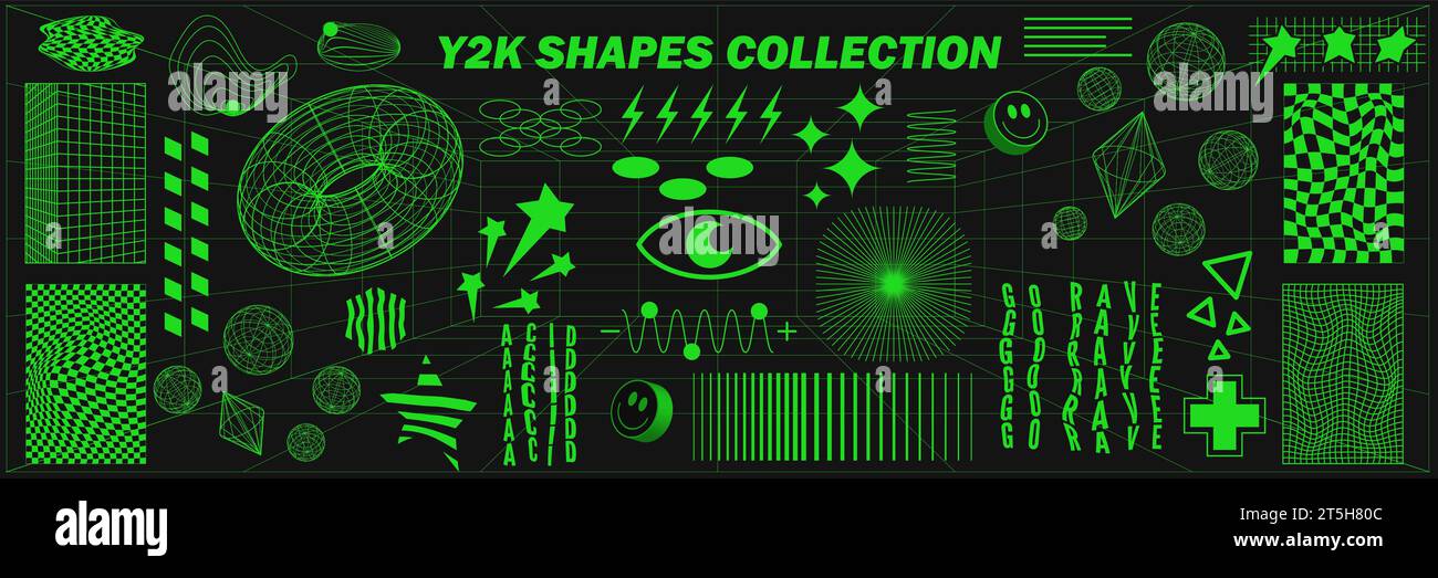 Abstract geometry wireframe shapes and patterns, cyberpunk elements ...