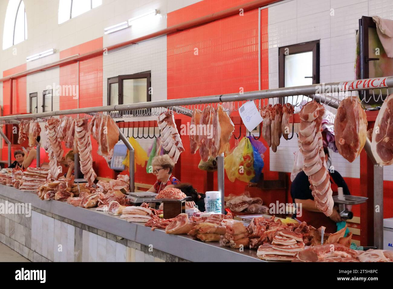 August 18 2023 - Bishkek in Kyrgyzstan, Central Asia: Butchery section ...
