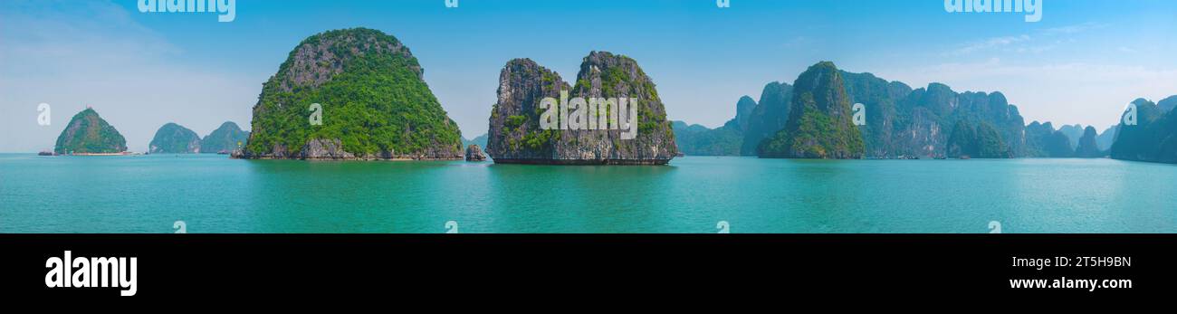 Panorama of rocks, cliffs and islands of Halong Bay (Vietnam Stock ...