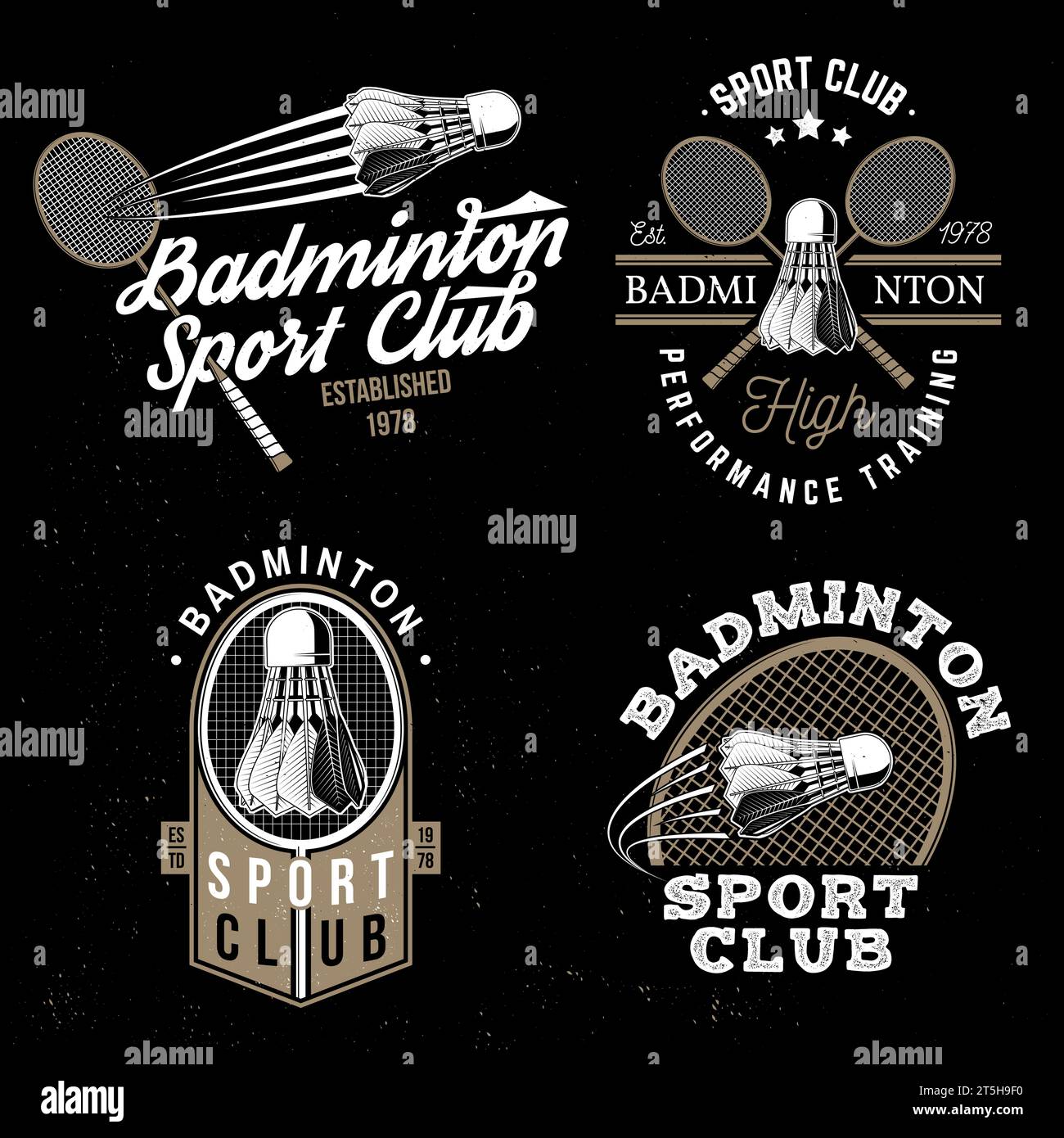 Set of badminton sport badge, patch, emblem, logo. Vector illustration ...