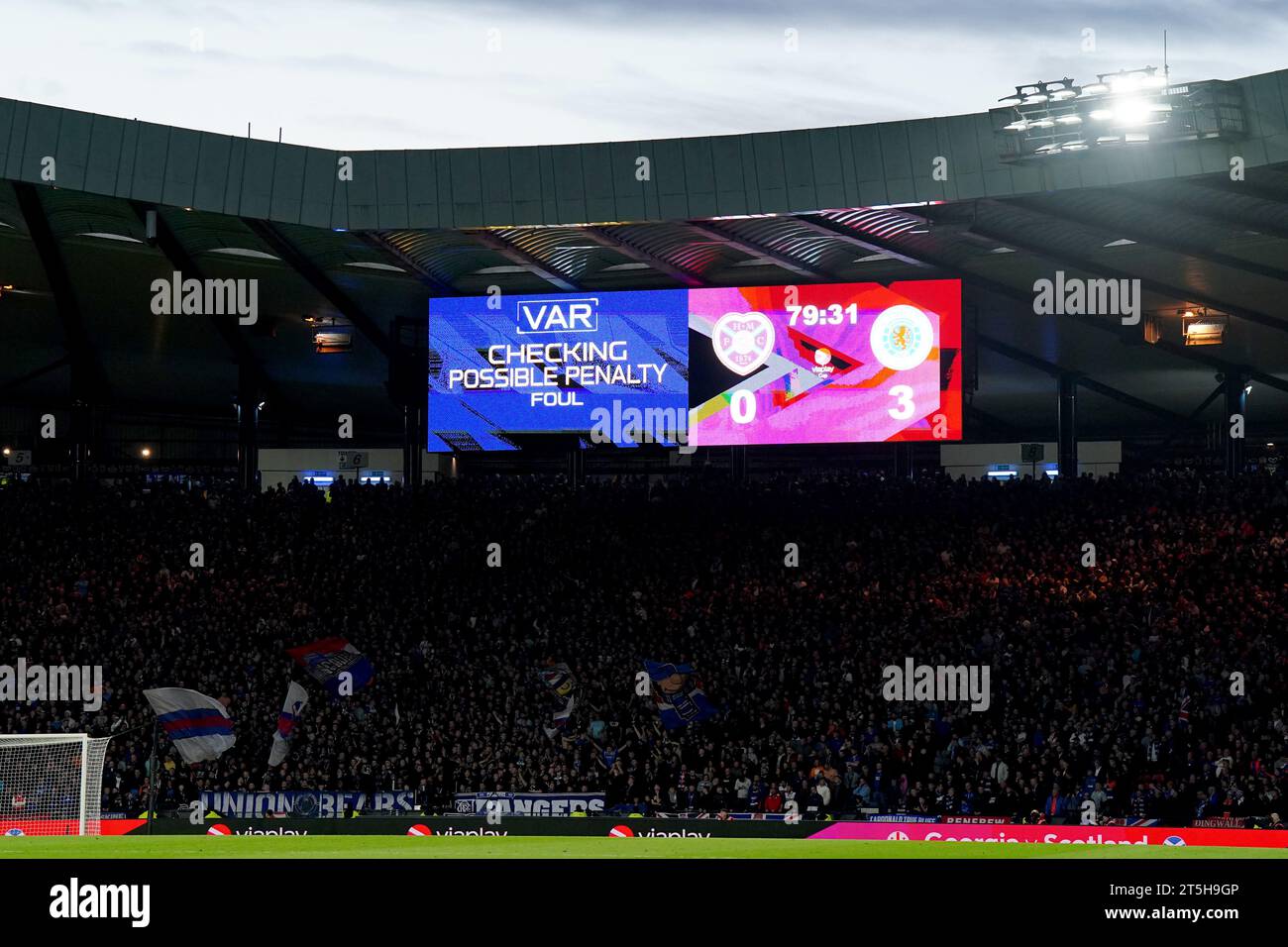 A general view as VAR checks a possible penalty during the Viaplay Cup ...