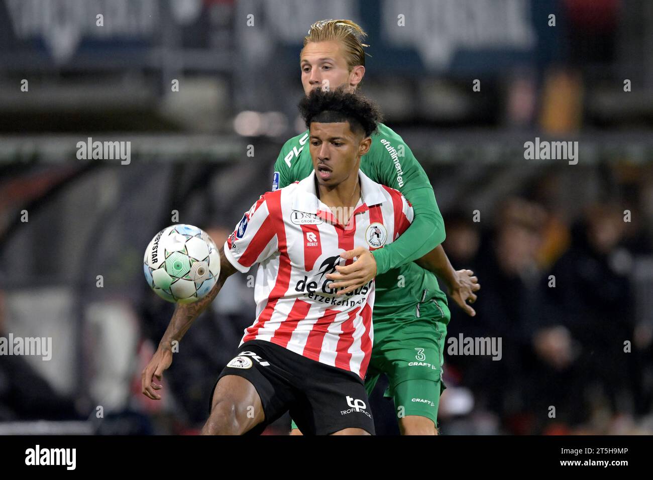 ROTTERDAM - (l-r) Charles-Andreas Brym of Sparta Rotterdam, Joey Jacobs of Almere City FC during ...