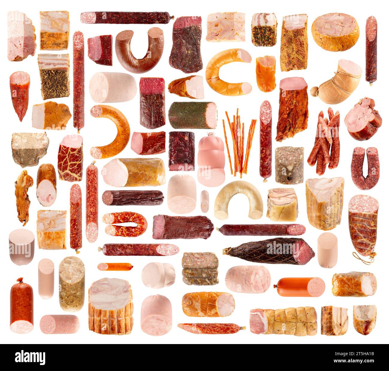 Meat products collection set, isolated on white background. A set of ...