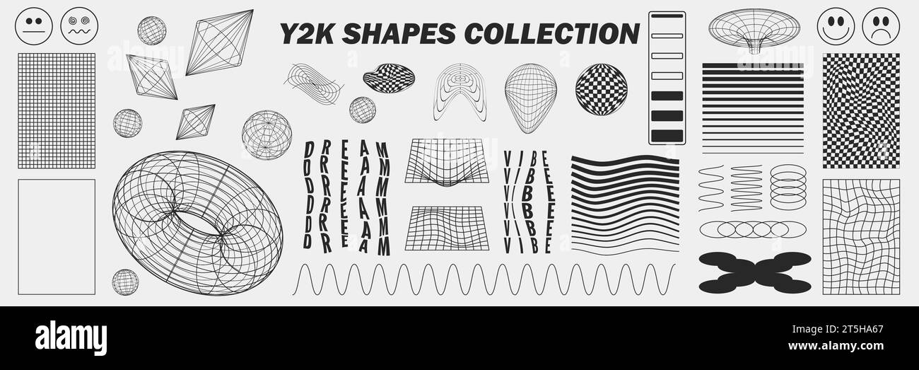 Abstract geometry wireframe shapes and patterns, cyberpunk elements ...