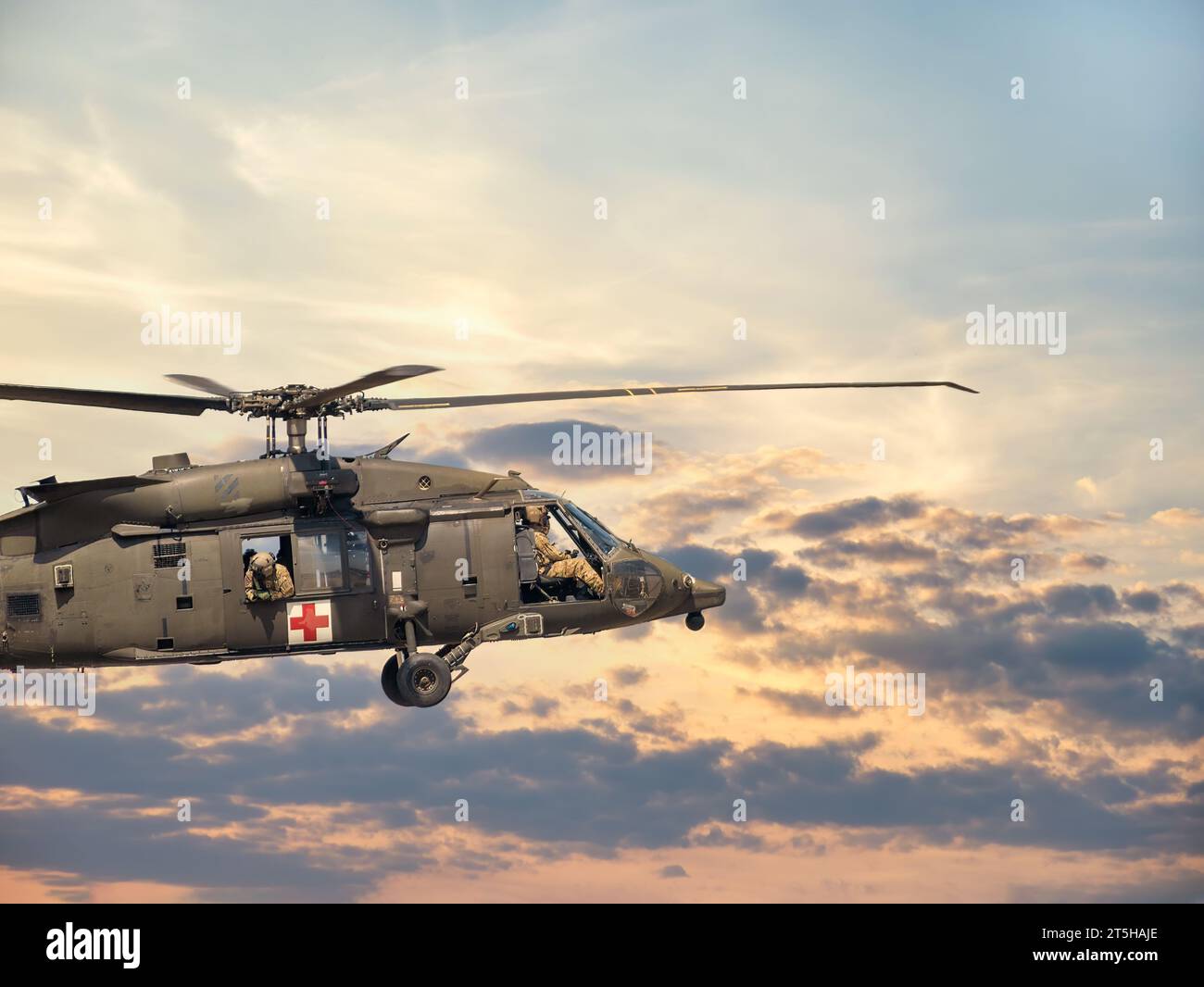 United States military helicopter air force. Rescue mission exercise ...