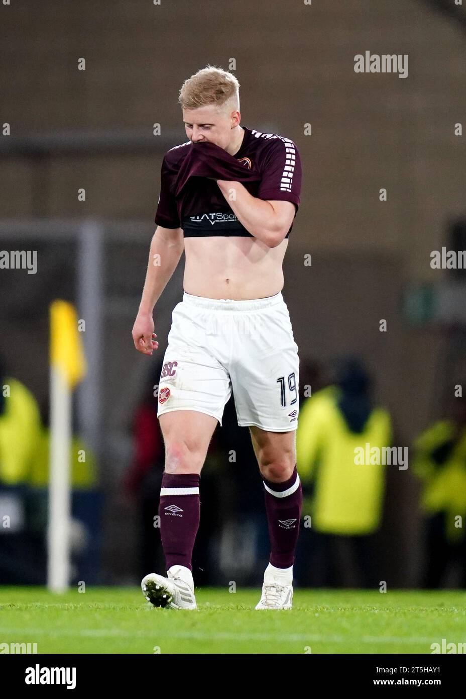 Heart of Midlothian's Alexander Cochrane looks dejected following the ...