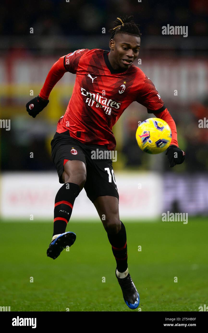 Rafael Leao of AC Milan in action during the Serie A football match ...