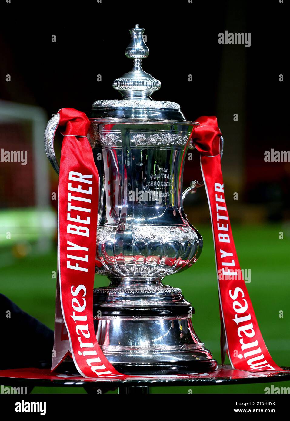 The Emirates FA Cup trophy on display ahead of the Emirates FA Cup ...