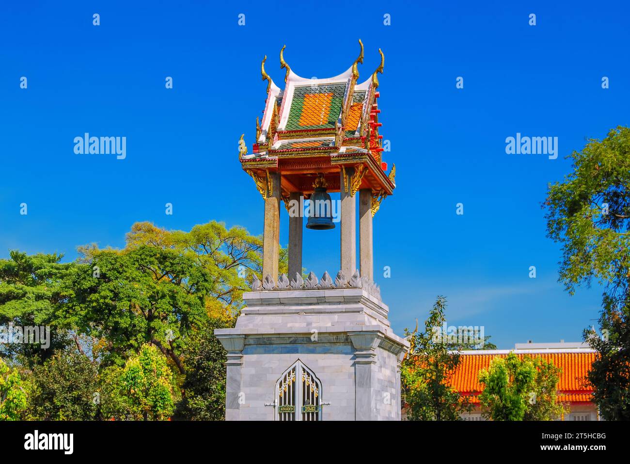 A small bell tower in the Marble Temple, also known as Wat ...