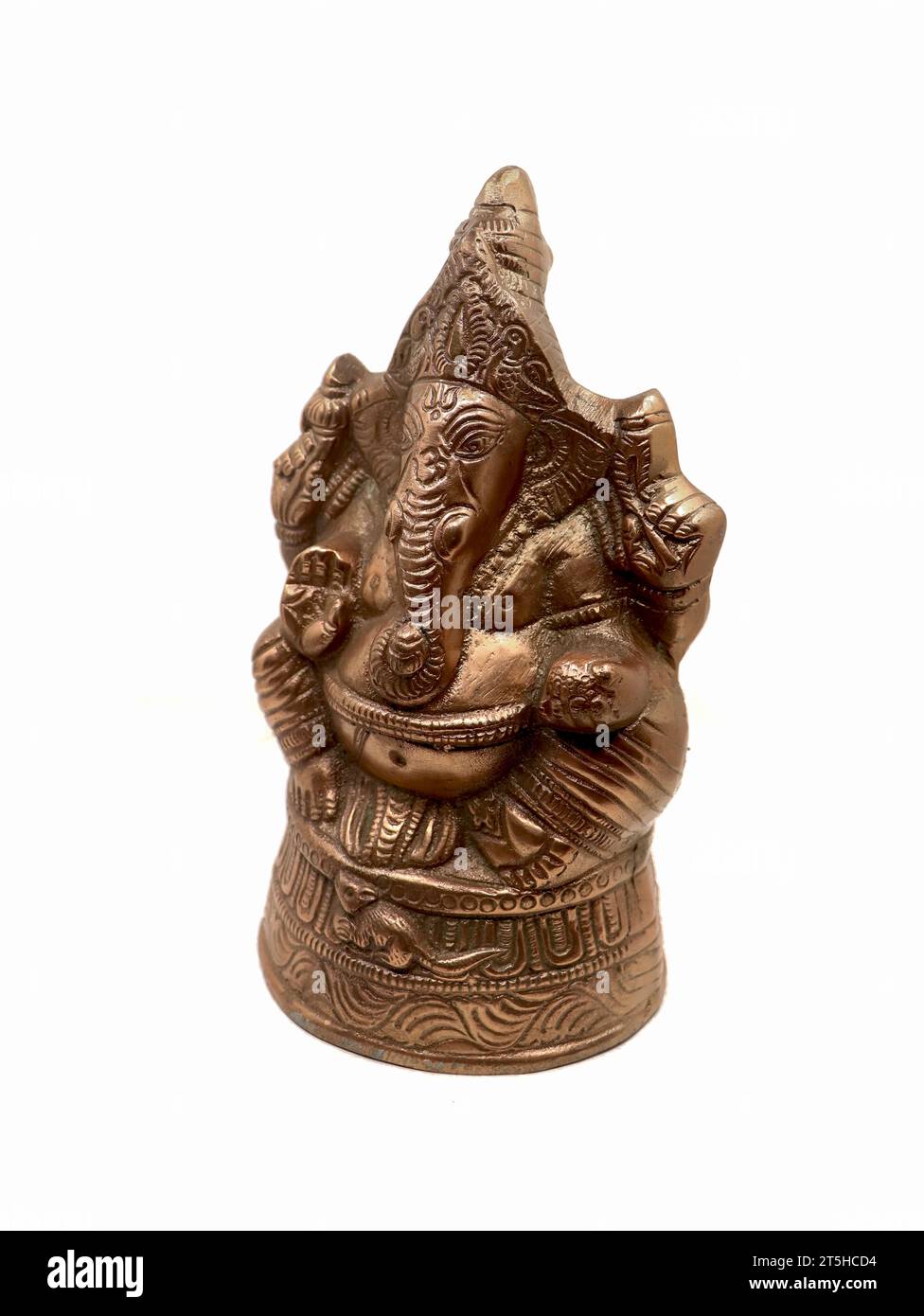 shiny brown copper sculpture of multi-handed lord ganesh with intricate ...