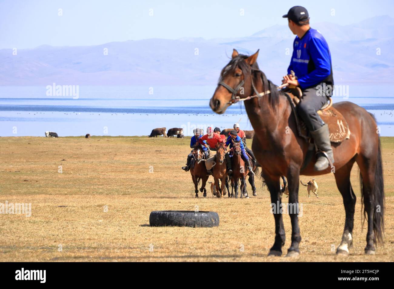 August 24 2023 - Song kol Lake in Kyrgyzstan: Locals play kok boru ...