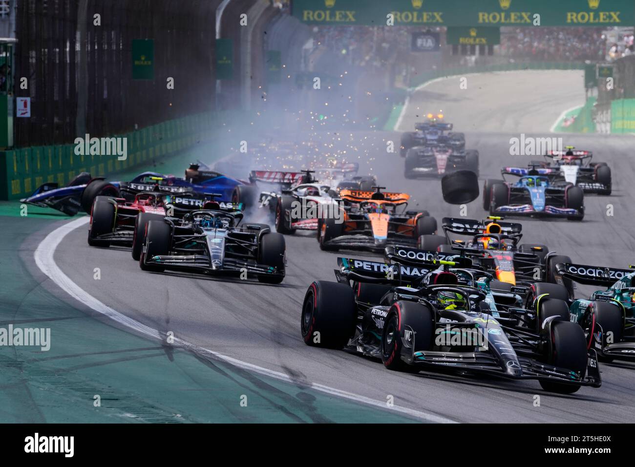 Williams driver Alexander Albon of Thailand crashes out of the race ...