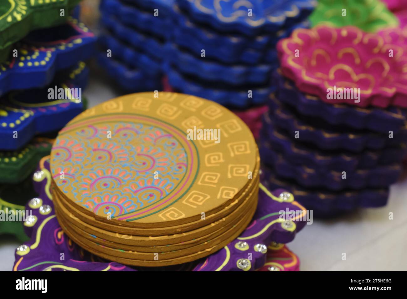 Pune, India, Handicraft items with selective focus, textile and ...