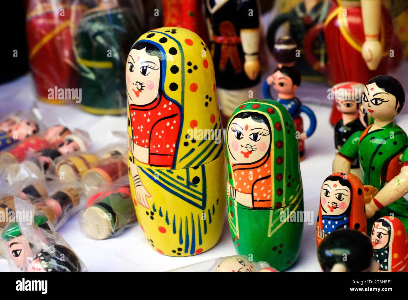 Pune, India, Handicraft items with selective focus, textile and ...