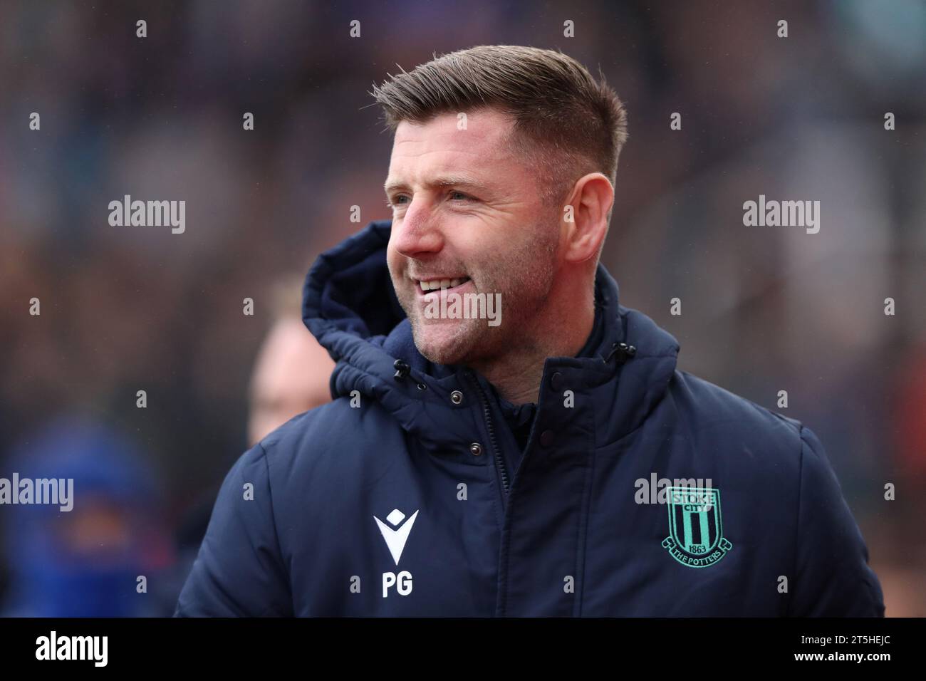 Stoke City First Team Coach, Paul Gallagher, looks on during the Sky ...