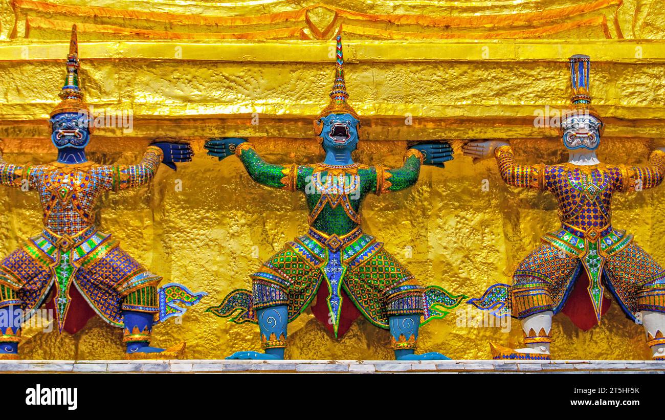 Three demons of Yaksha guard the Temple of the Emerald Buddha in ...