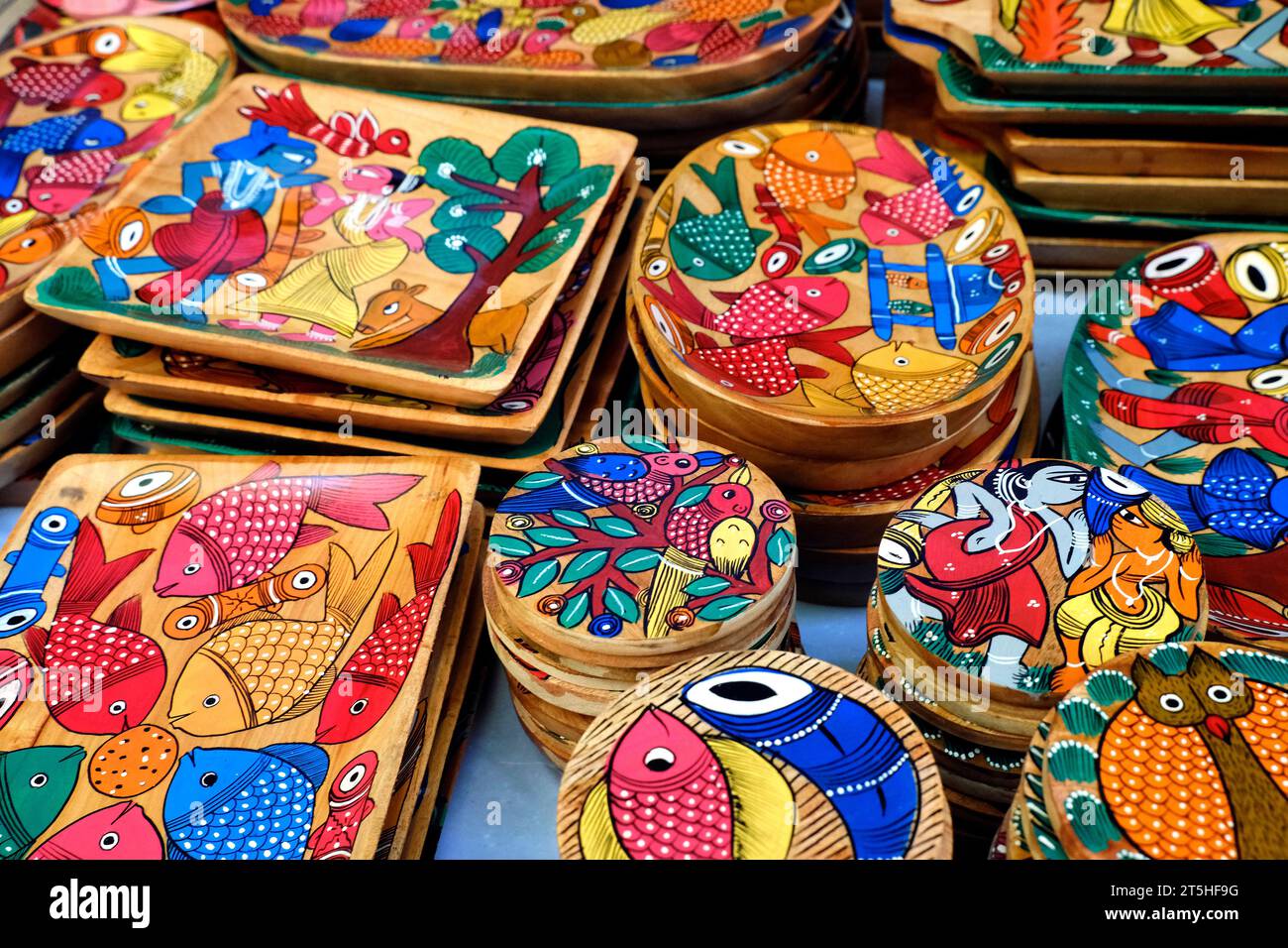 Pune, India, Handicraft items with selective focus, textile and ...