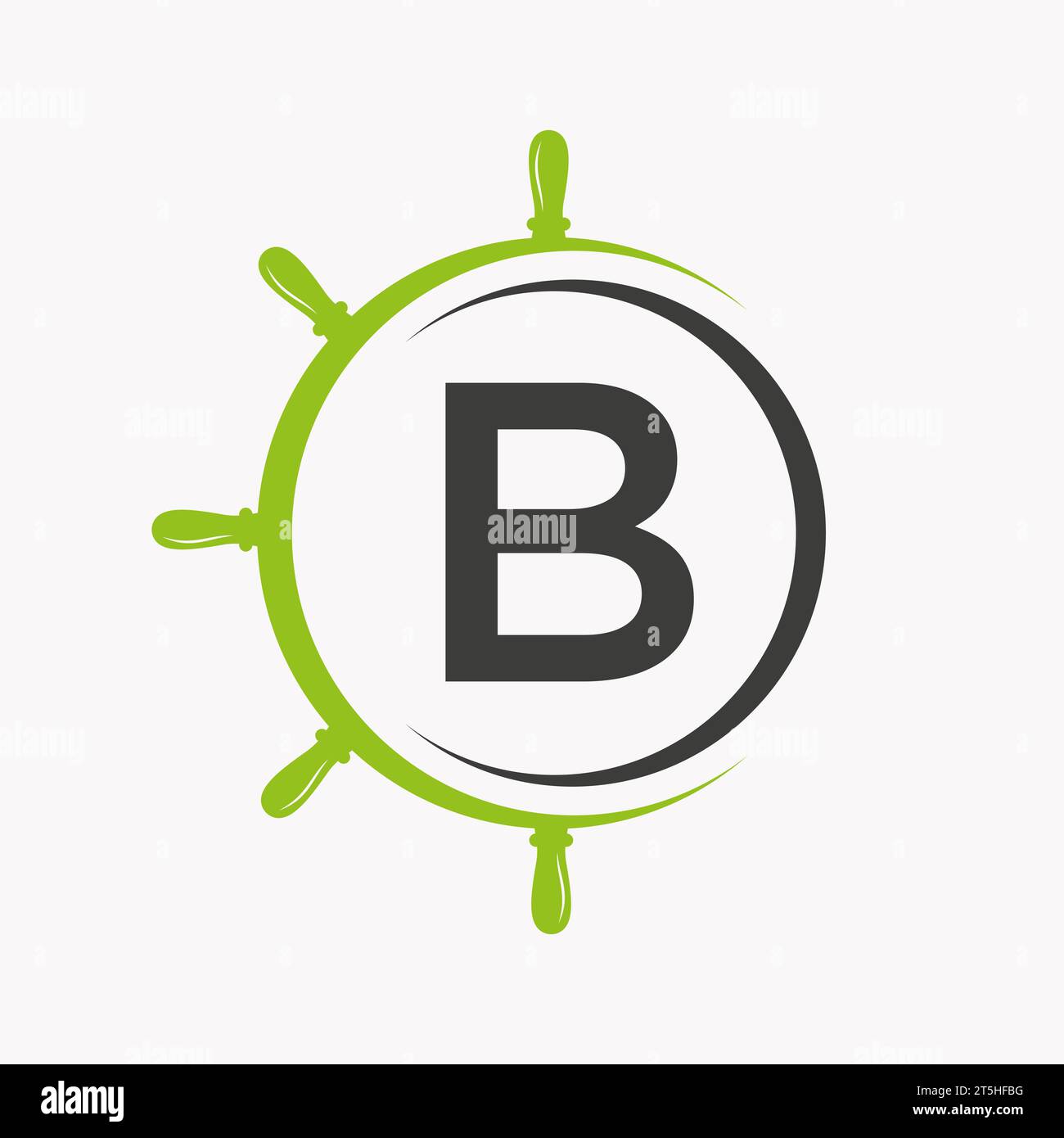 Letter B Ship Logo Concept With Ship Wheel Symbol Vector Template Stock ...
