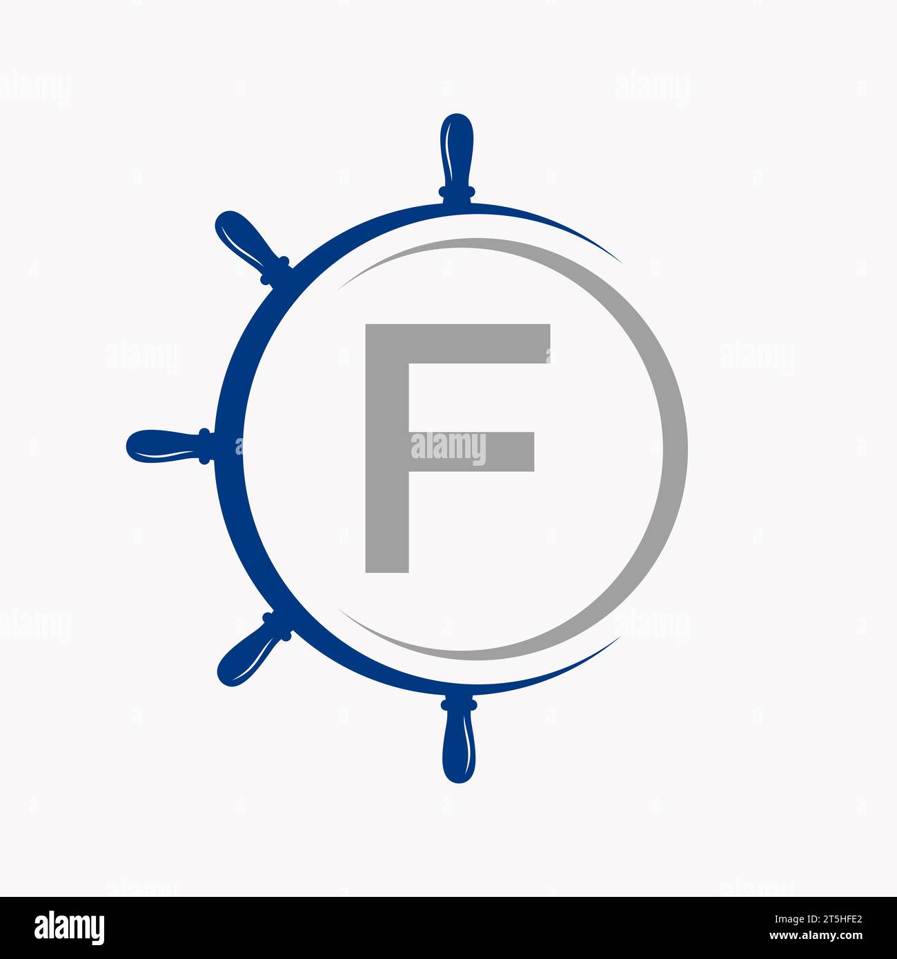 Letter F Ship Logo Concept With Ship Wheel Symbol Vector Template Stock ...