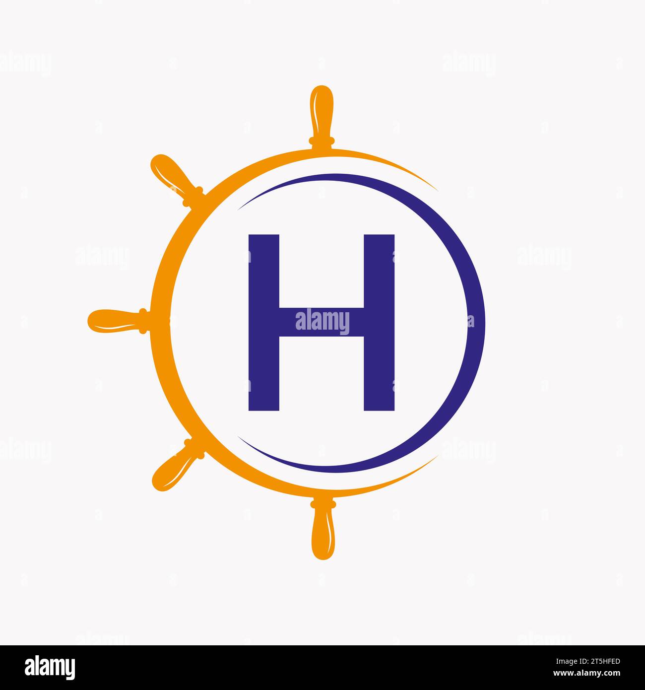 Letter H Ship Logo Concept With Ship Wheel Symbol Vector Template Stock ...