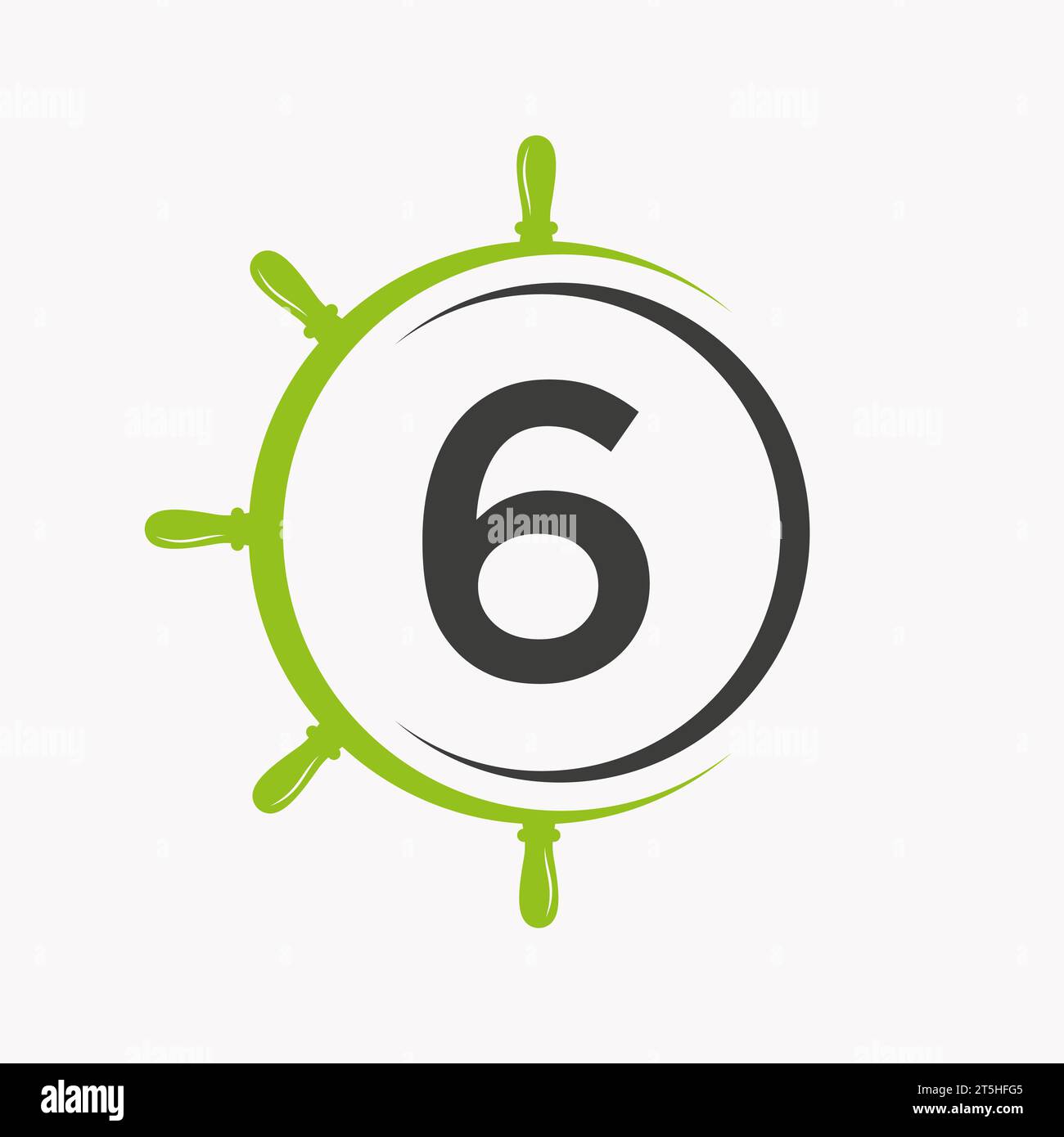 Letter 6 Ship Logo Concept With Ship Wheel Symbol Vector Template Stock ...