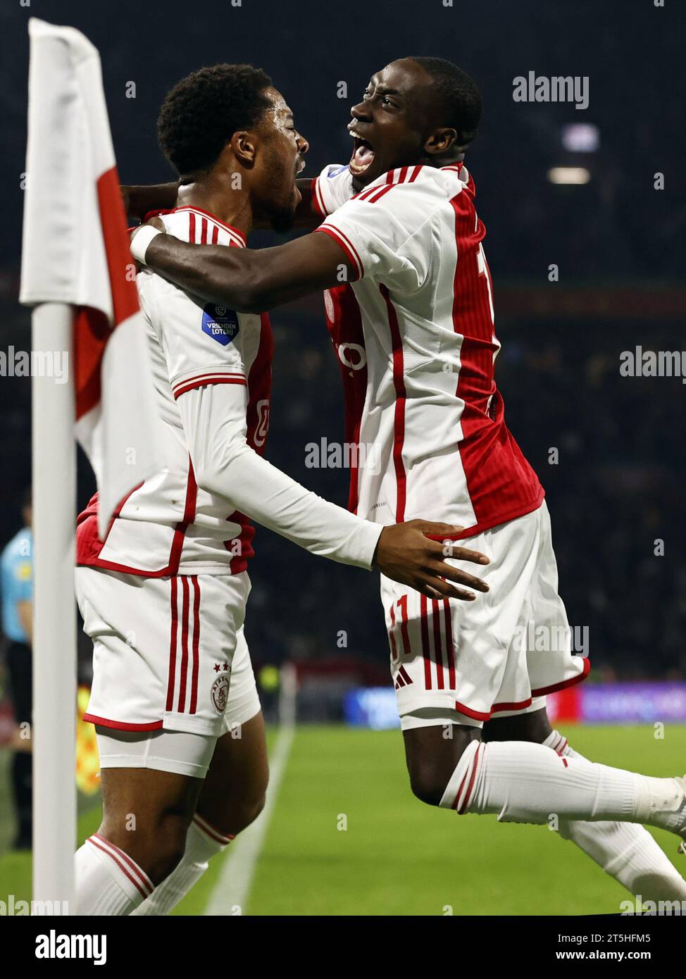 AMSTERDAM - (l-r) Chuba Akpom of Ajax and Carlos Forbs of Ajax ...