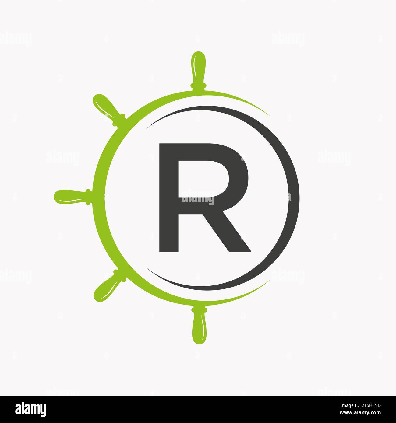 Letter R Ship Logo Concept With Ship Wheel Symbol Vector Template Stock ...