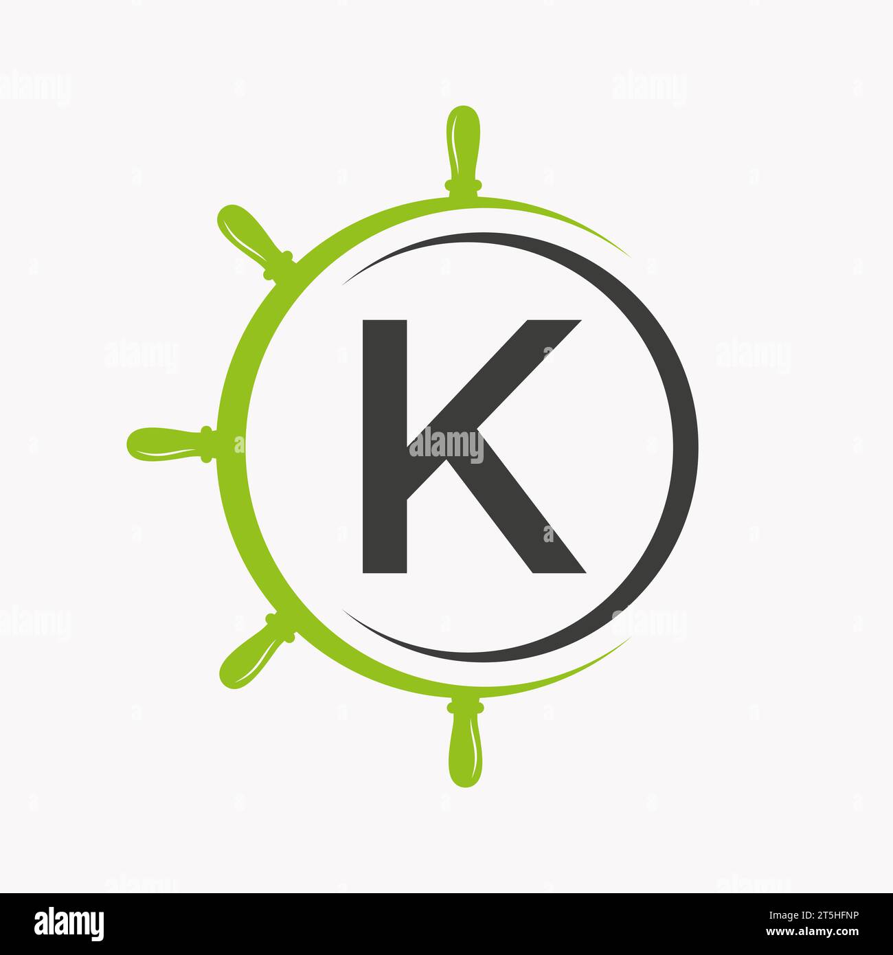 Letter K Ship Logo Concept With Ship Wheel Symbol Vector Template Stock ...