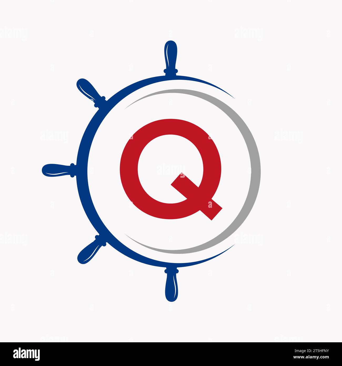 Letter Q Ship Logo Concept With Ship Wheel Symbol Vector Template Stock ...