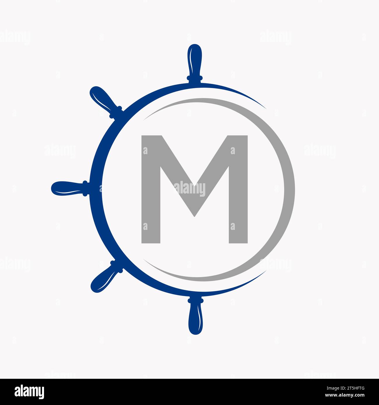 Letter M Ship Logo Concept With Ship Wheel Symbol Vector Template Stock ...