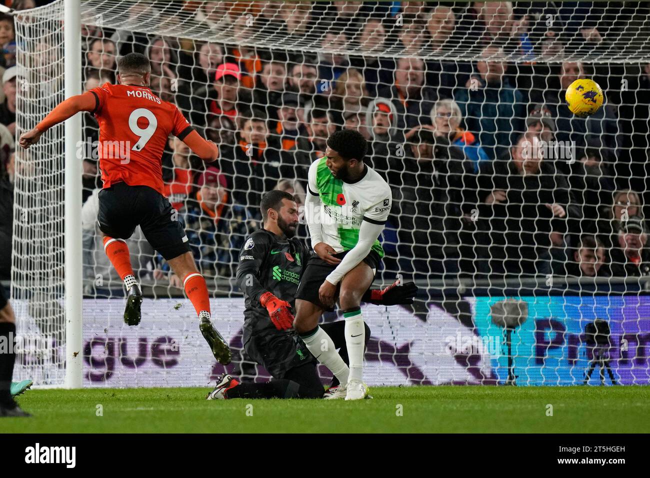 Luton Town's Carlton Morris makes an attempt to score during the ...
