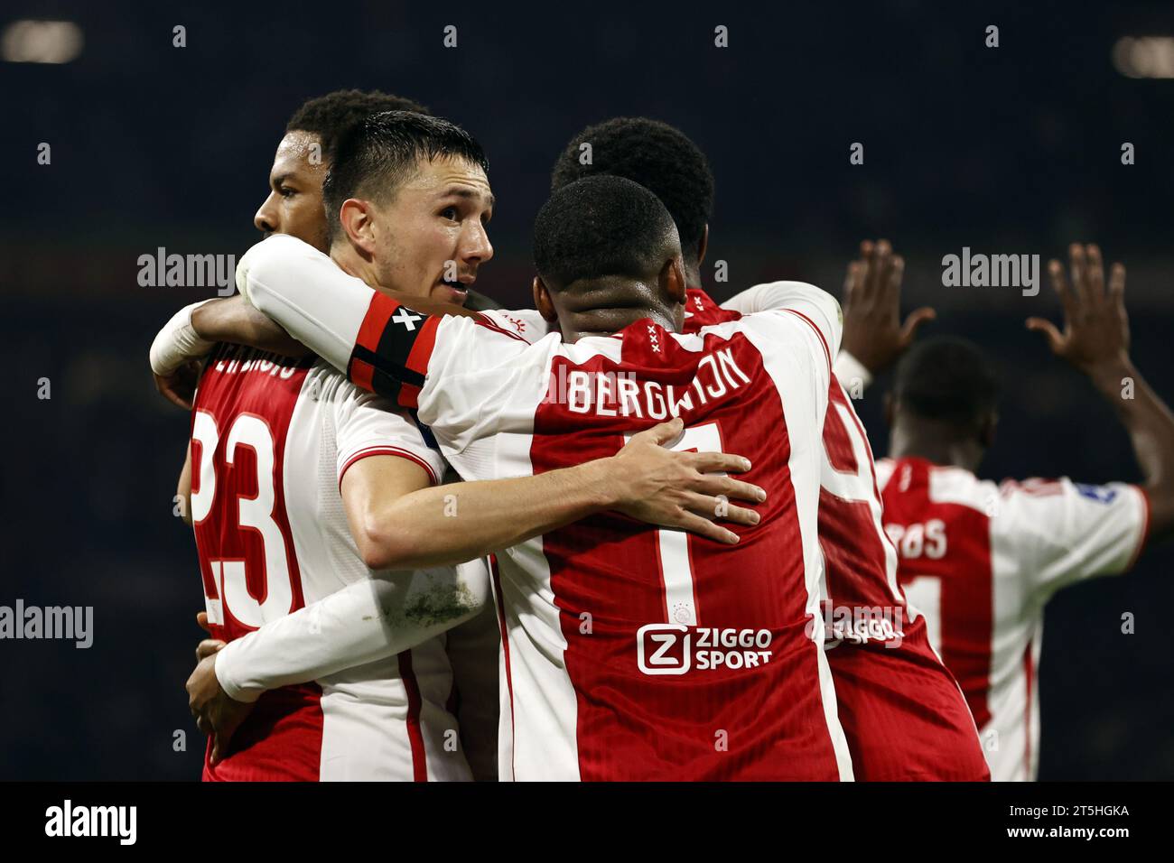 AMSTERDAM - (l-r) Steven Berghuis of Ajax, Steven Bergwijn of Ajax ...