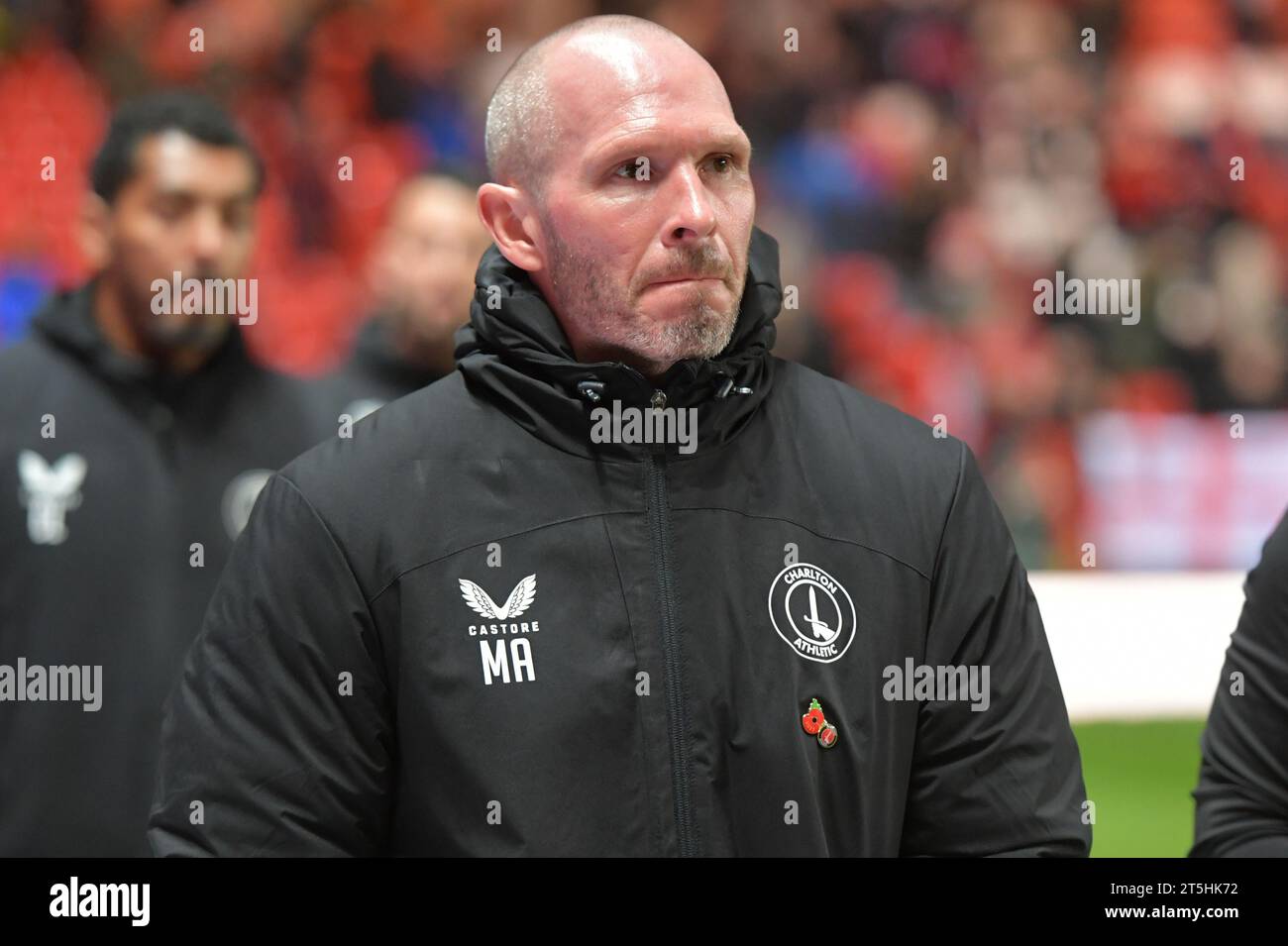 London, England. 5th Nov 2023. Charlton Athletic Head Coach Michael ...