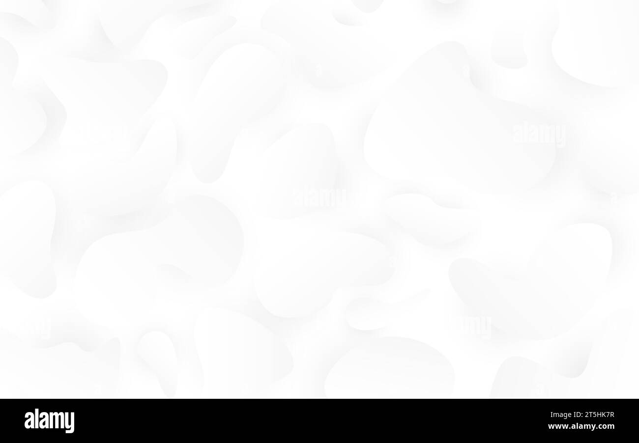 White fluid background. Liquid shapes with soft shadow. Smooth light ...