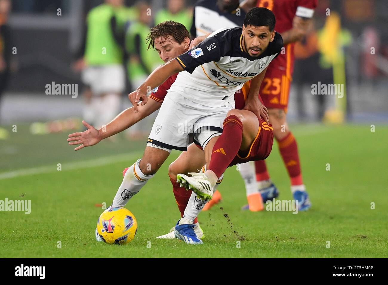 Rome, Italy. 05th Nov, 2023. Hamza Rafia of US Lecce and Edoardo Bove ...