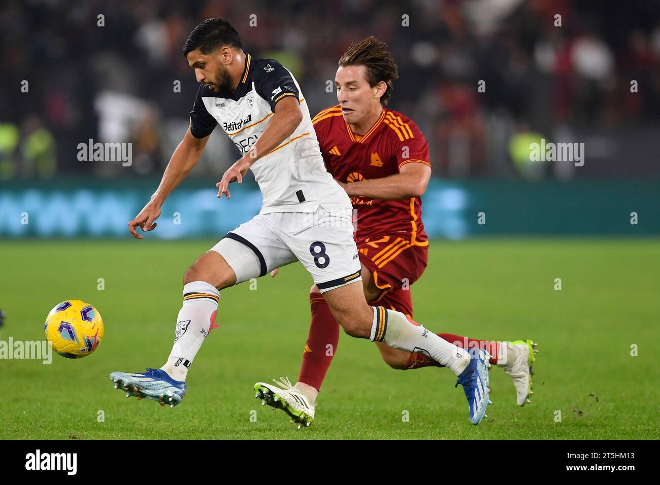 Rome, Italy. 05th Nov, 2023. Hamza Rafia of US Lecce and Edoardo Bove ...