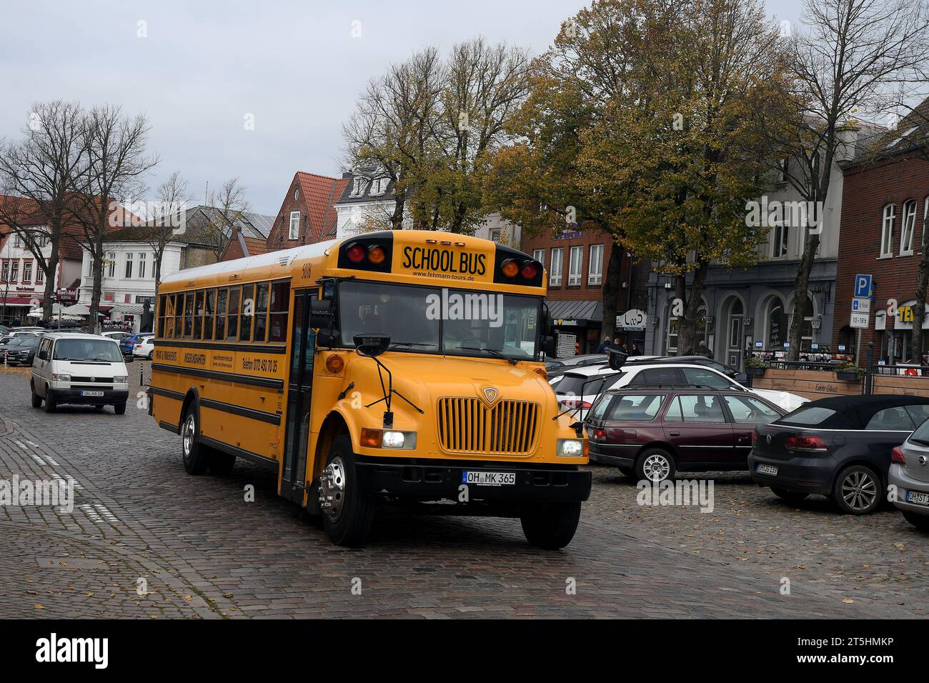 Burger/Fehmarn/Germany/04 November 2023/.Yellow school bus in german ...