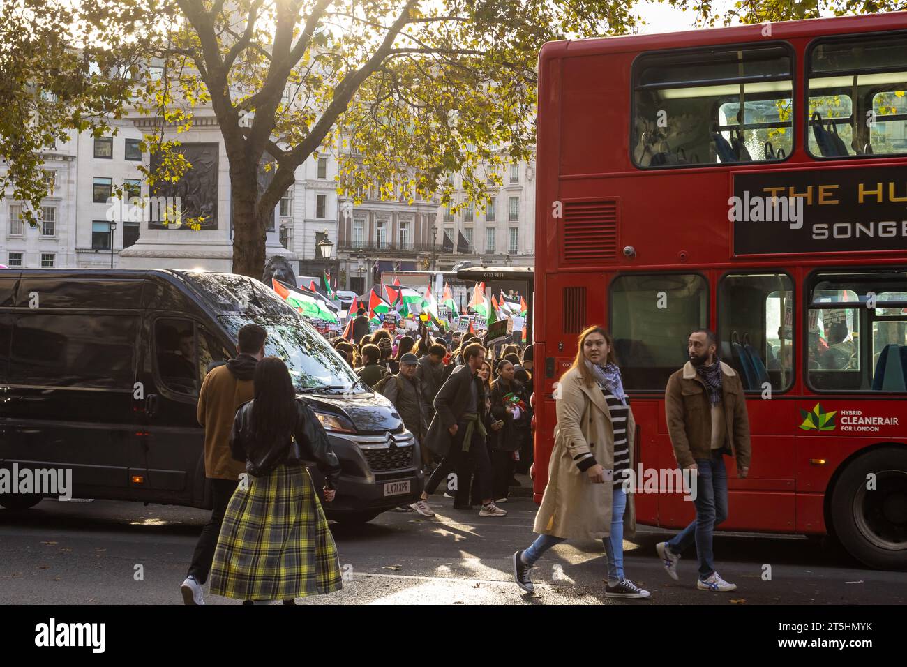 Crowd marches palestinian flags hi-res stock photography and images - Alamy