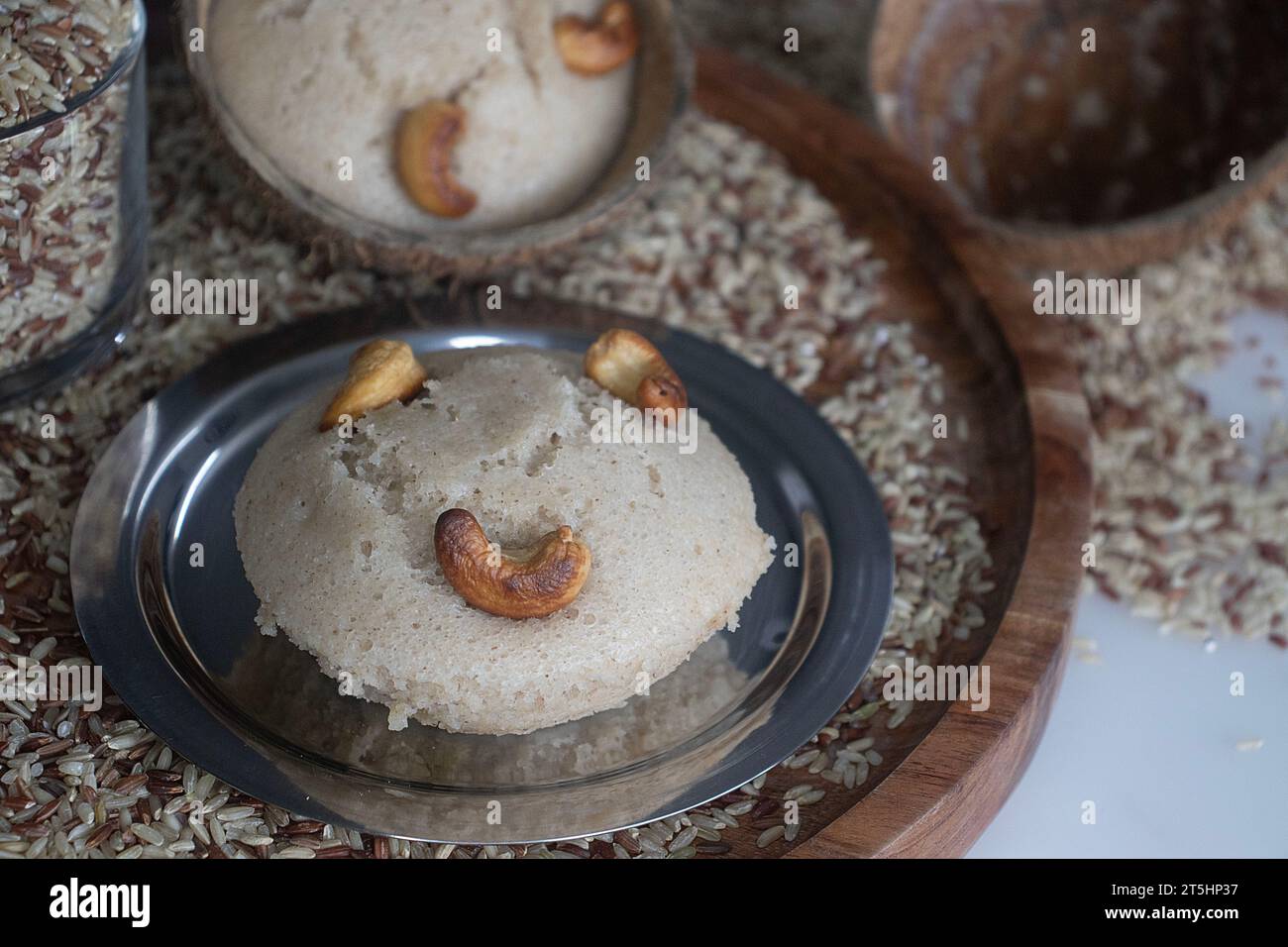 Rajamudi rice vattayappam steamed in coconut shell. A delectable South ...