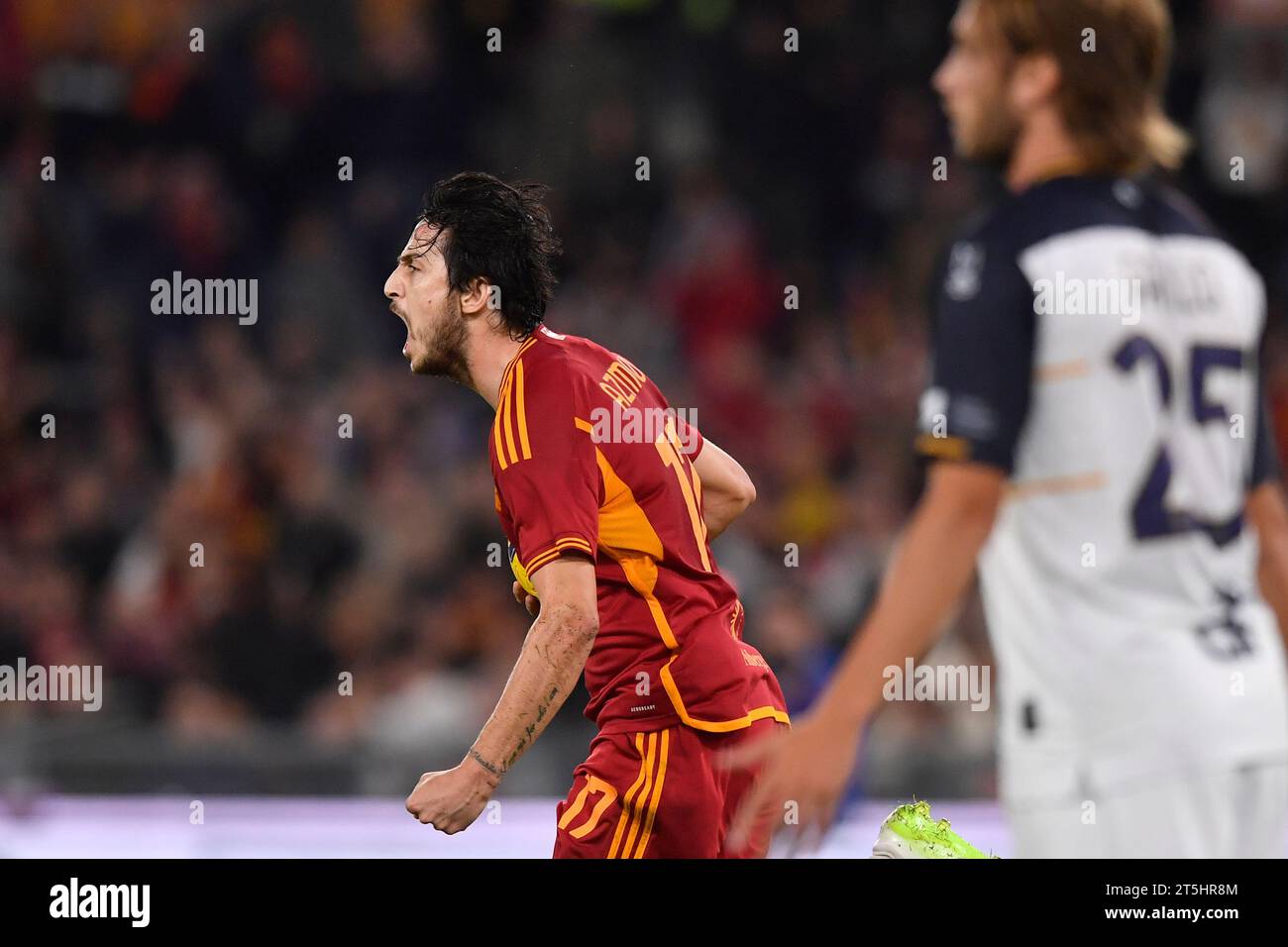 Rome, Italy. 05th Nov, 2023. Sardar Azmoun of AS Roma celebrates after ...