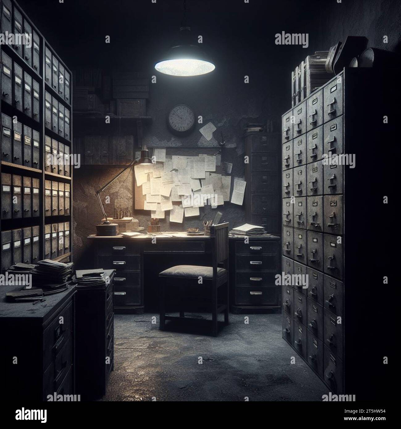 Dark industrial archive room Stock Photo - Alamy