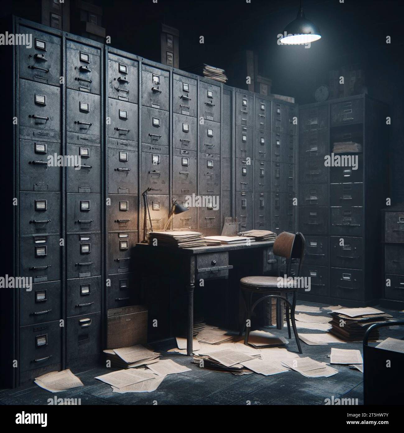 Dark industrial archive room Stock Photo - Alamy