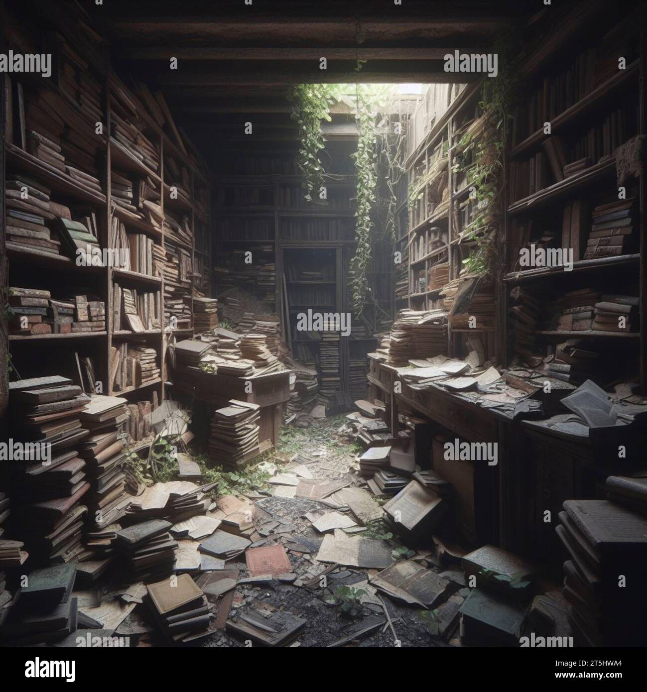 Abandoned library in a mansion Stock Photo - Alamy