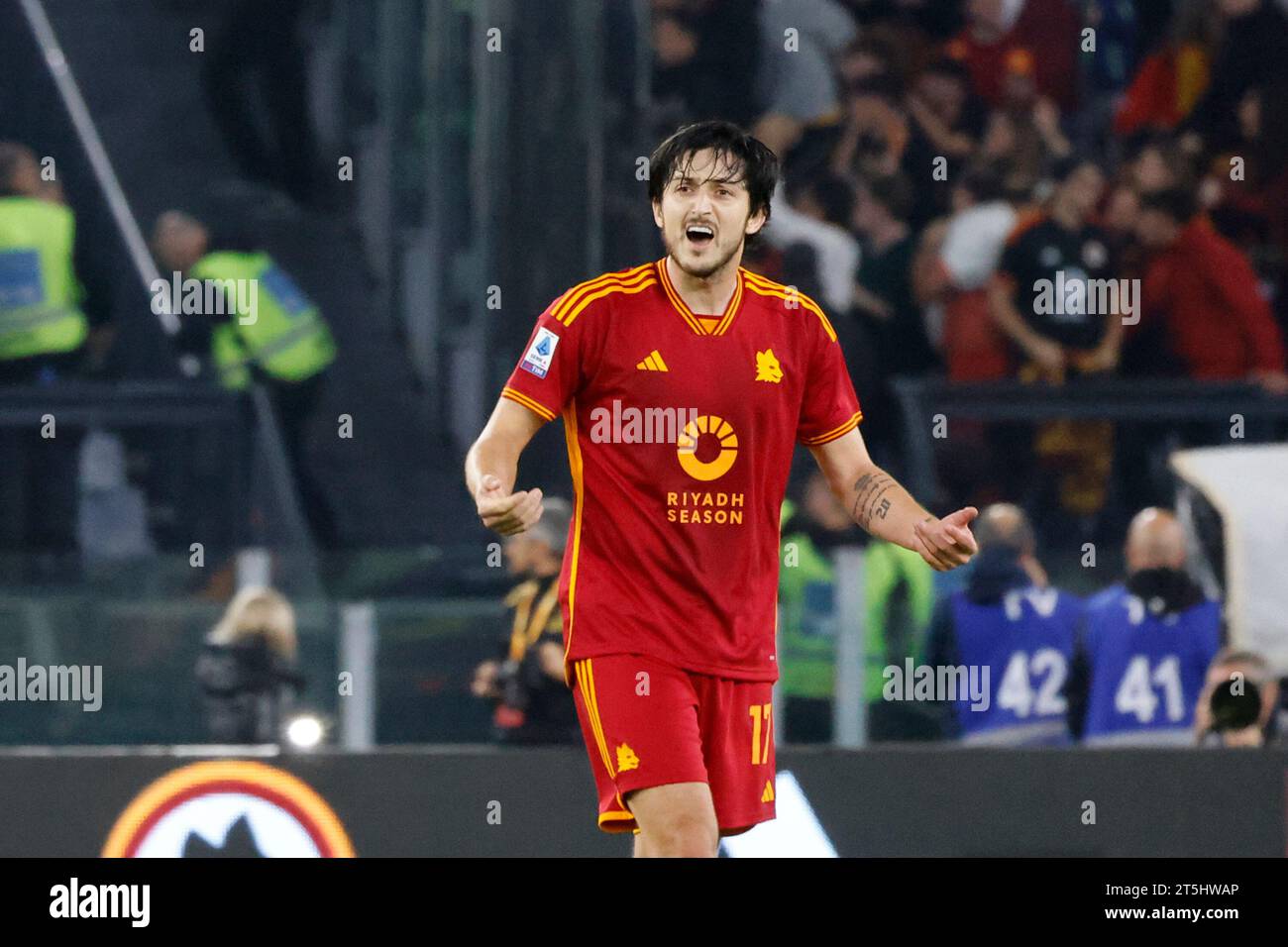 Rome, Italy. 05th Nov, 2023. Sardar Azmoun, of AS Roma, celebrates ...