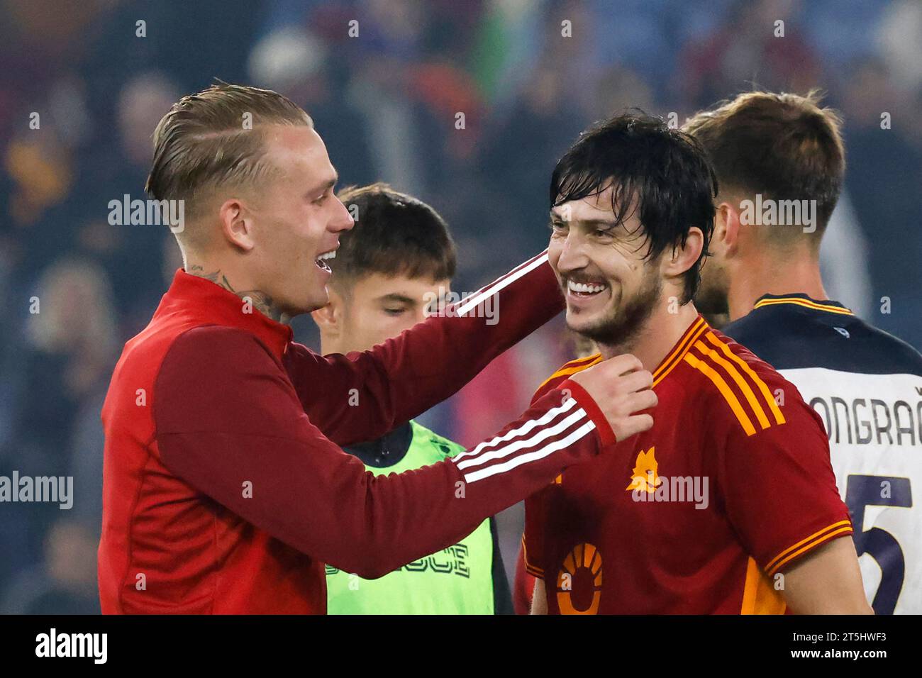 Rome, Italy. 05th Nov, 2023. Sardar Azmoun, right, of AS Roma ...