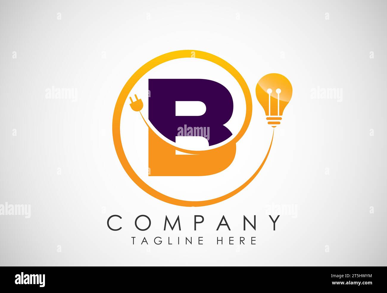 English alphabet with electric bulb and plug. Electricity, industrial ...