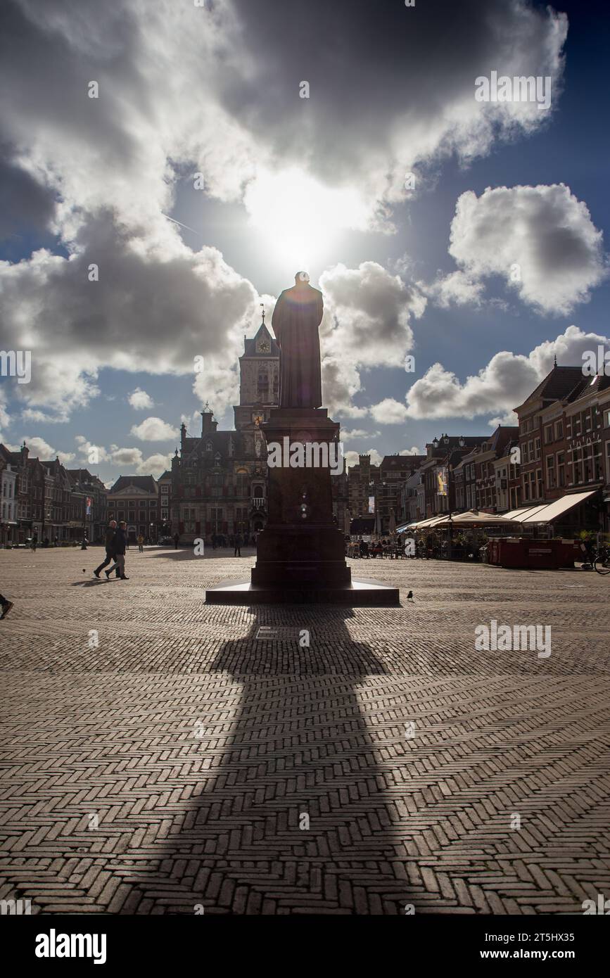 April 2022, Statue of Hugo de Groot in the center of Delft, the ...