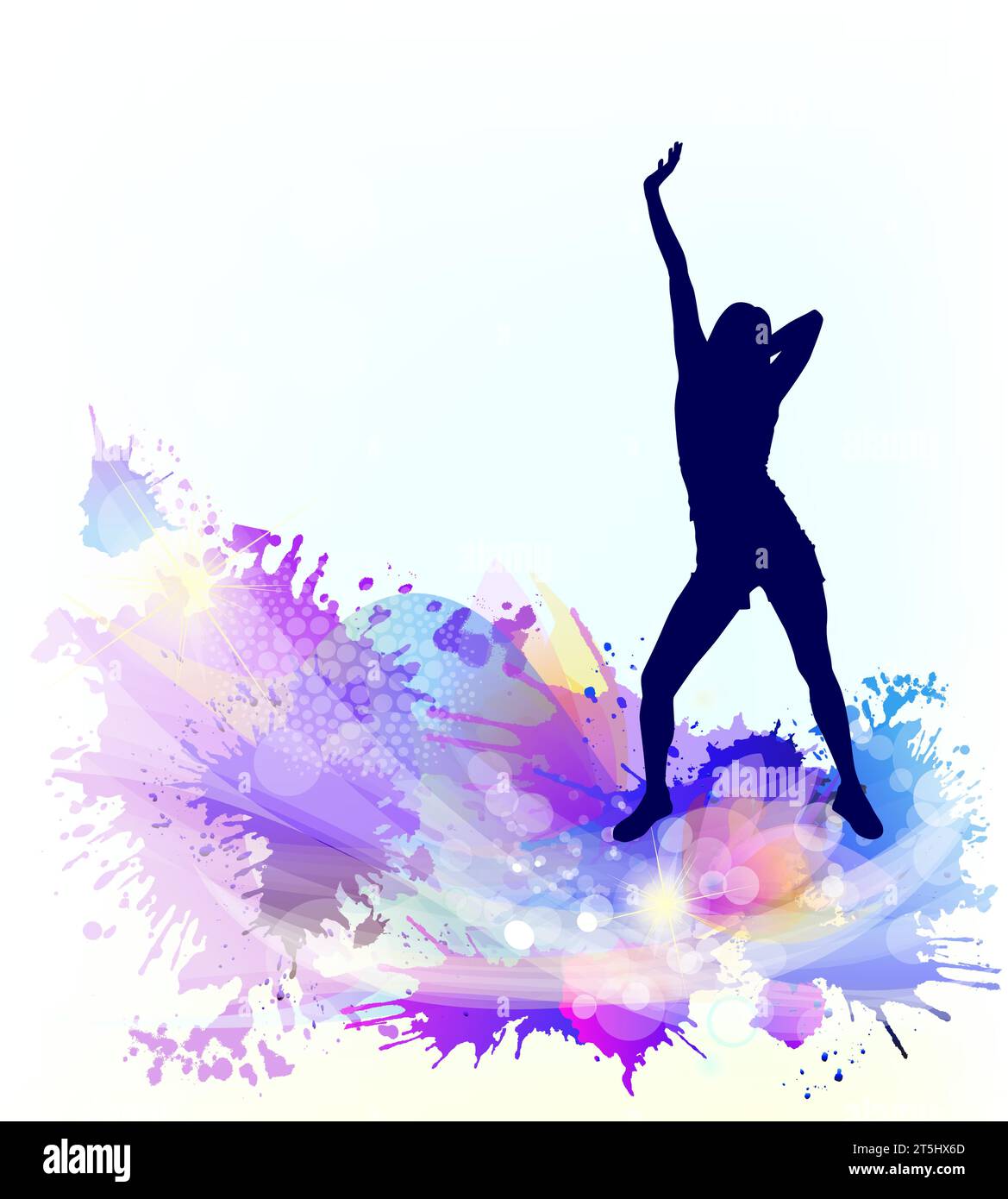 Silhouette of a dancing girl abstract. hand drawing. Abstract purple ...