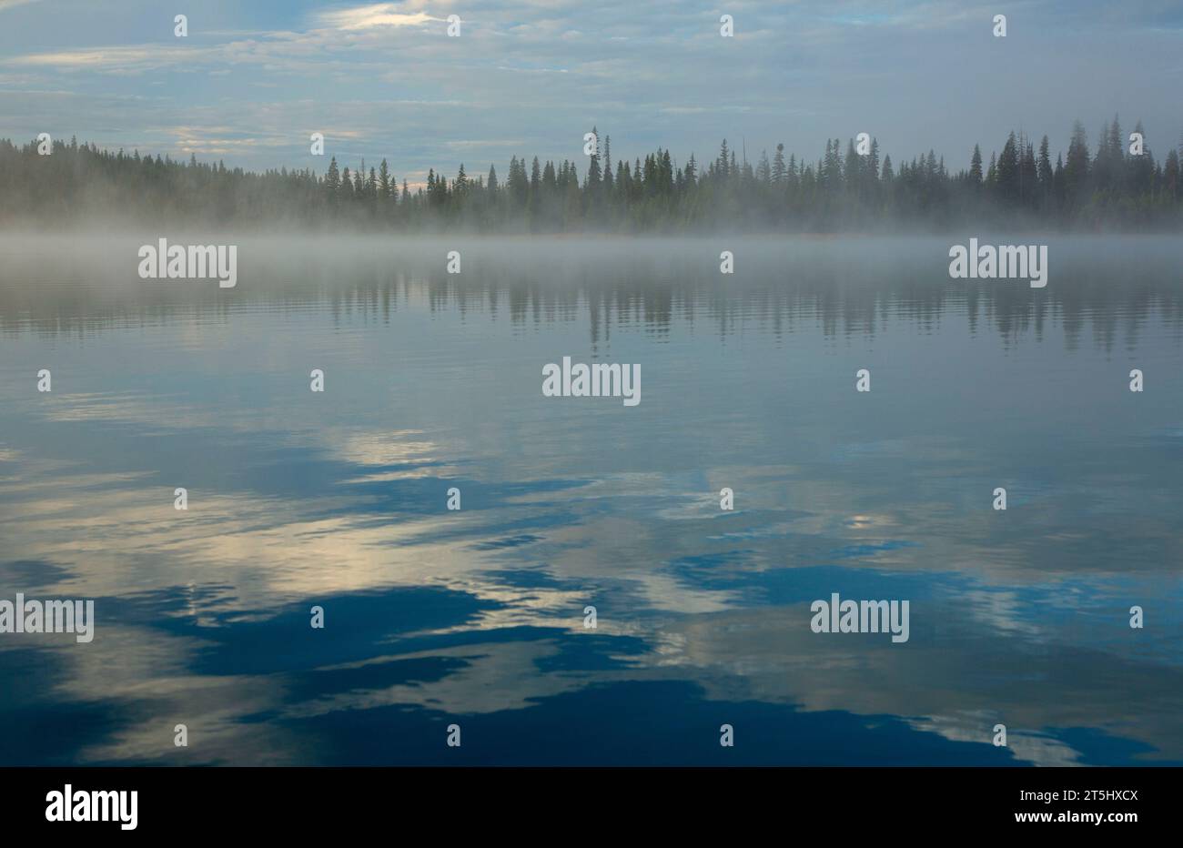 Fog at Little Lava Lake, Cascade Lakes National Scenic Byway, Deschutes ...