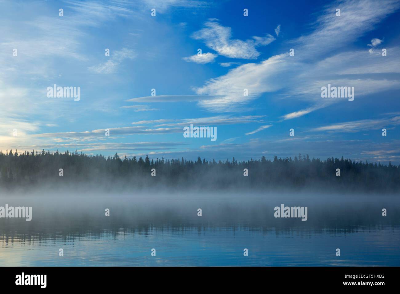 Fog at Little Lava Lake, Cascade Lakes National Scenic Byway, Deschutes ...
